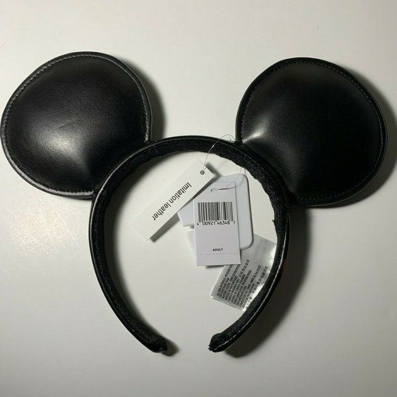 Disney | Accessories | Disney Mickey Faux Leather Ears Headband Black ...